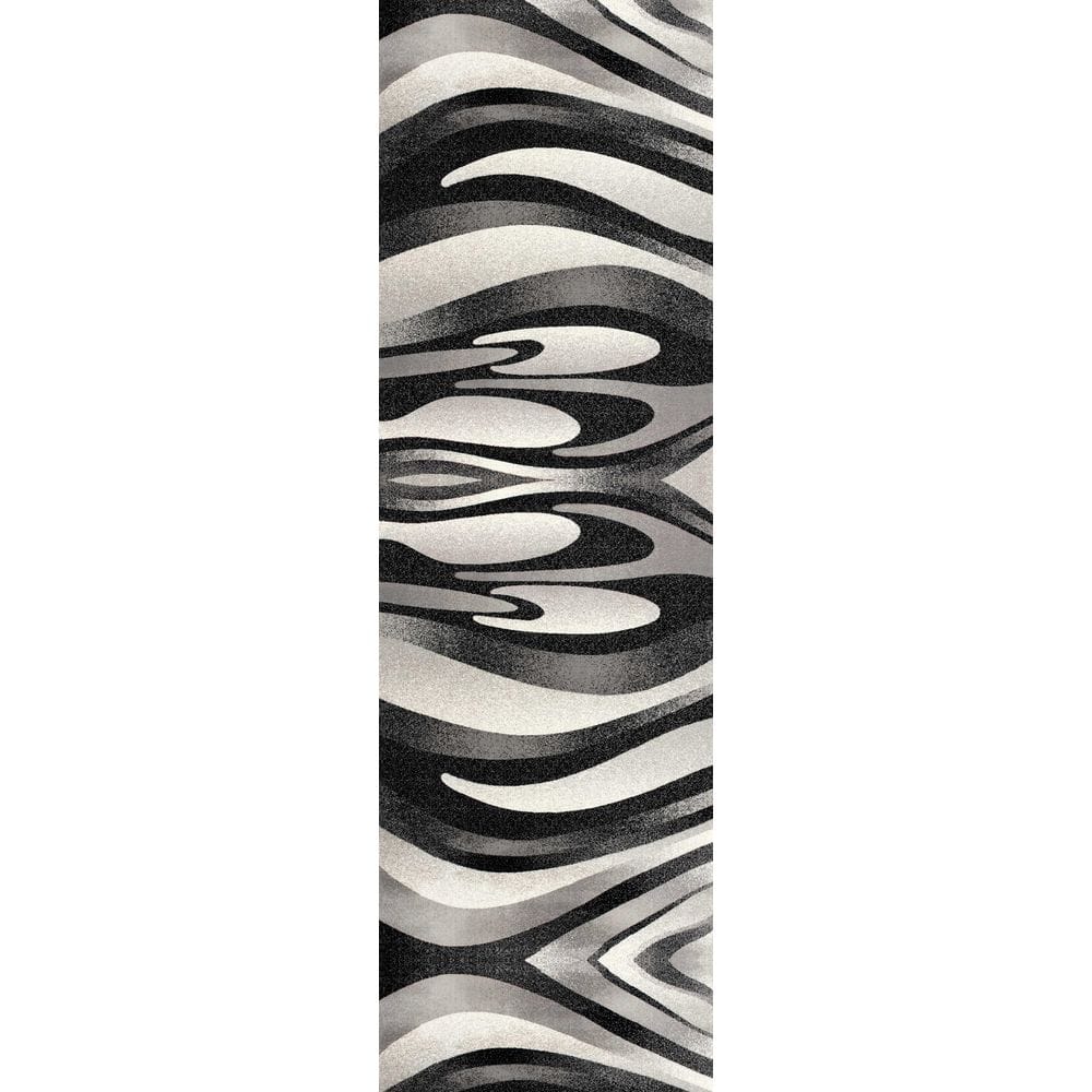 Rug Branch Montage Black Grey, Boho 2 ft. x 16 ft. Abstract Indoor ...