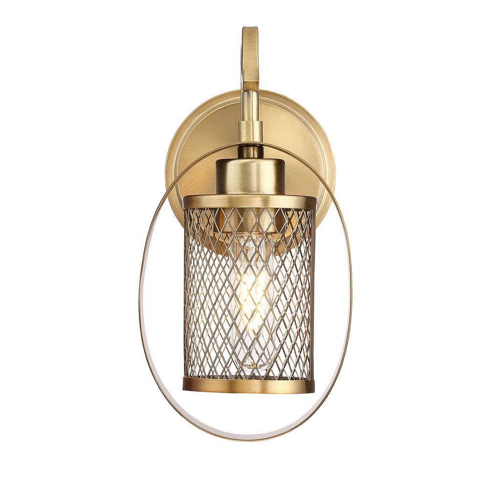 TUXEDO PARK LIGHTING 6 in. W x 11.5 in. H 1-Light Natural Brass Wall ...