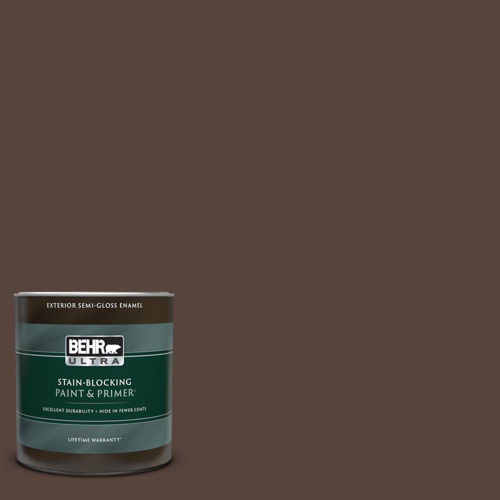 BEHR ULTRA 1 qt. #BXC-78 Cordovan Leather Semi-Gloss Enamel Exterior ...