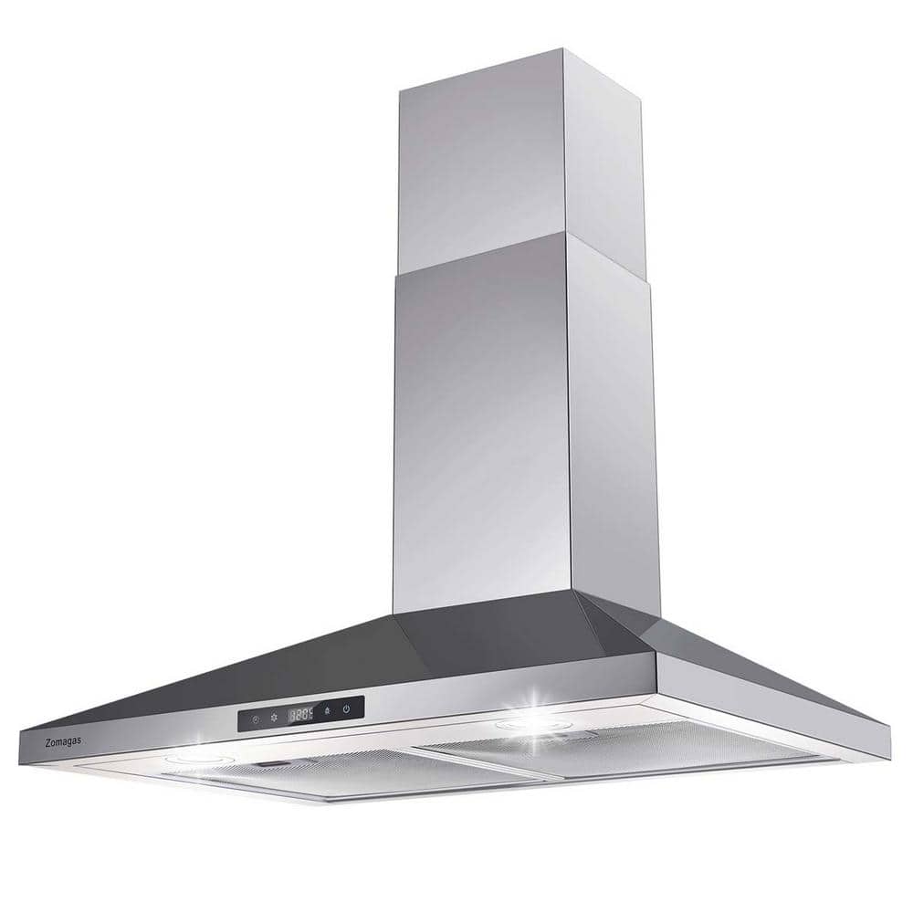 30 inch 450 CFM Touch Panel Wall Mounted Range Hood in Silver ...