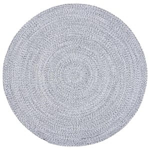 SAFAVIEH Braided Ivory/Black 5 ft. x 5 ft. Solid Color Round Area Rug ...