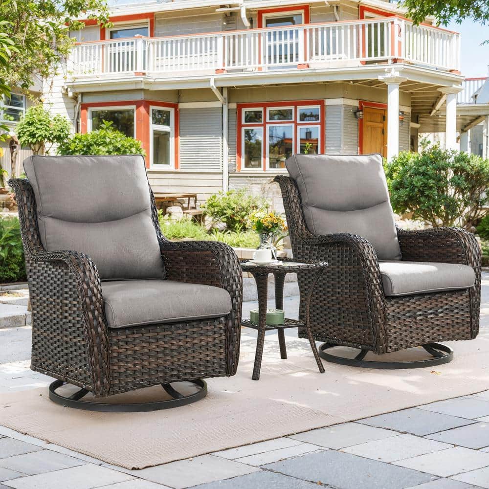 Reviews for moosprr LunaCurve 3-Piece Brown Swivel Glider Wicker ...
