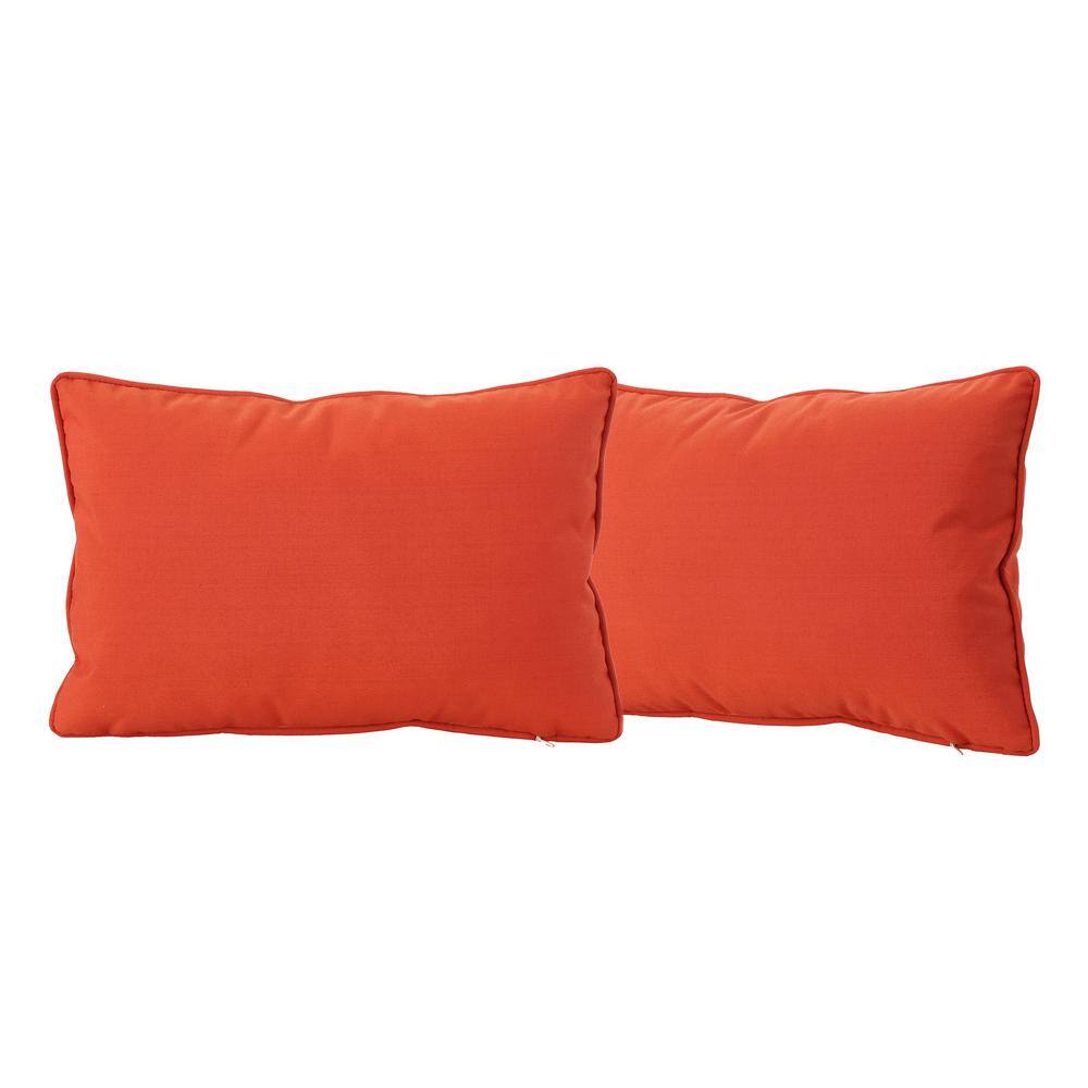 Noble House Amaris Orange Lumbar Outdoor Patio Throw Pillow (2-Pack ...