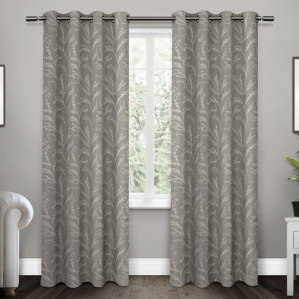 EXCLUSIVE HOME Kilberry Ash Grey Nature Woven Room Darkening Grommet ...