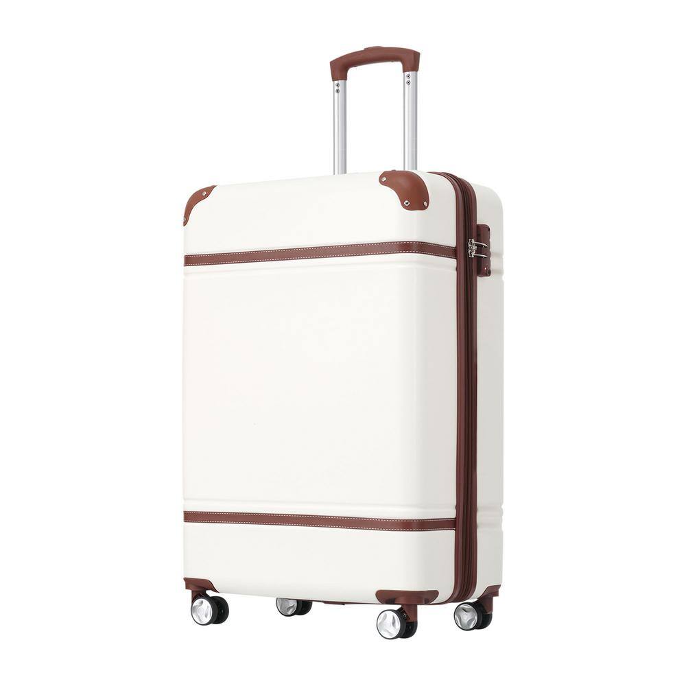 grossag 20 in. Beige White Spinner Wheels, Rolling and Lockable Handle ...