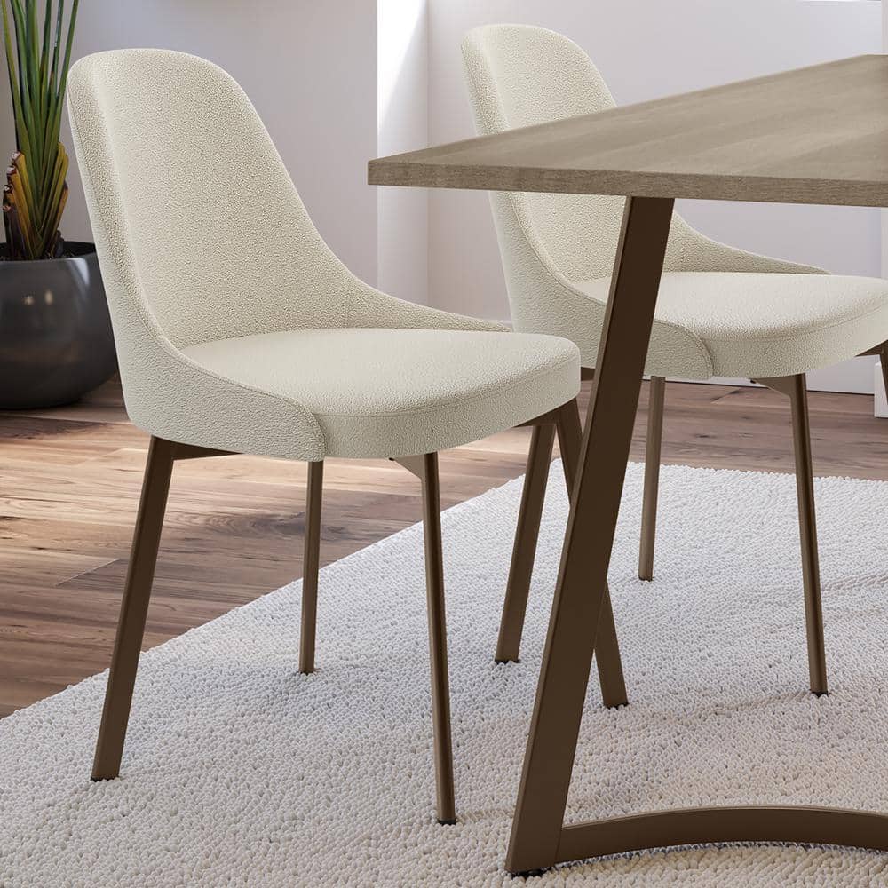 Amisco Harper Dining Chair Cream Boucle Polyester / Bronze Metal 34543 ...