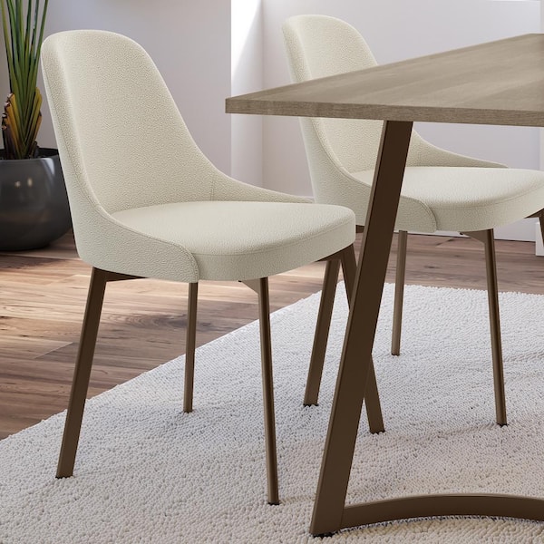 Amisco Harper Dining Chair Cream Boucle Polyester / Bronze Metal 34543 ...