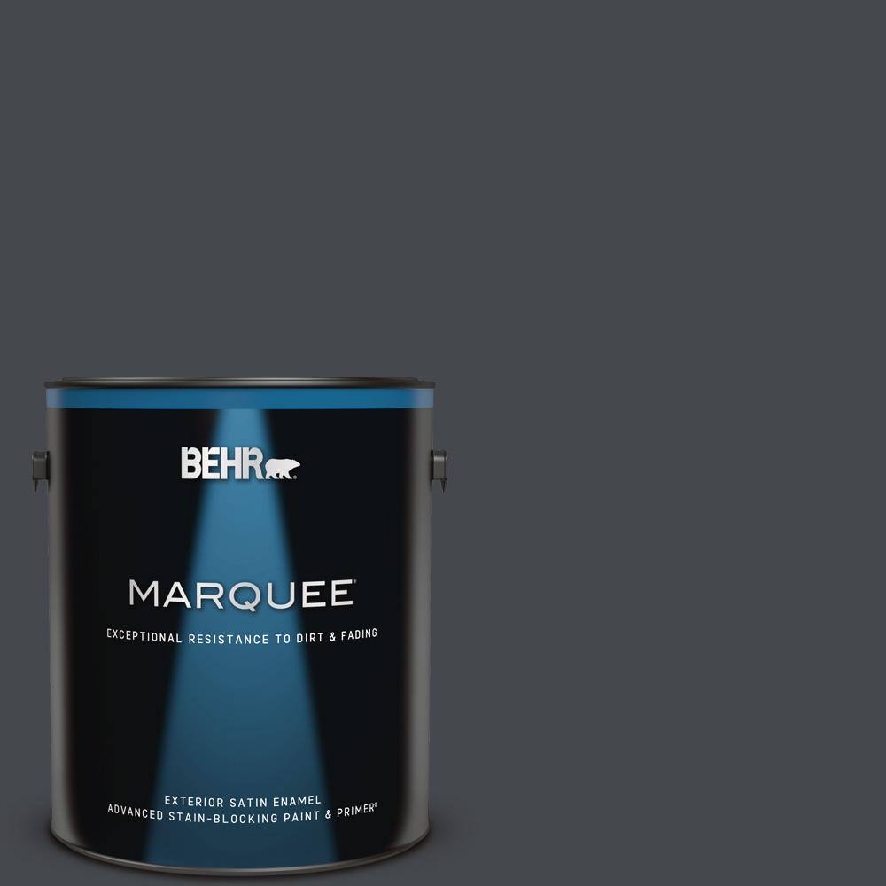 BEHR MARQUEE 1 gal. #N490-7 Ink Black Satin Enamel Exterior Paint ...