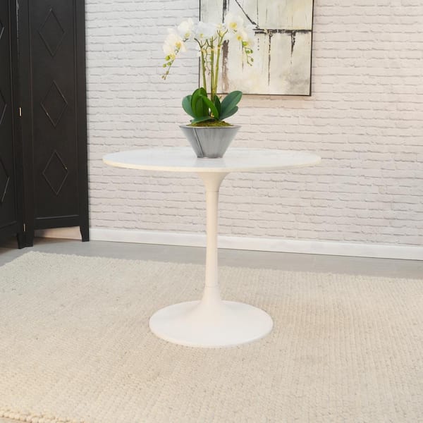 Enzo round marble top dining table white top store