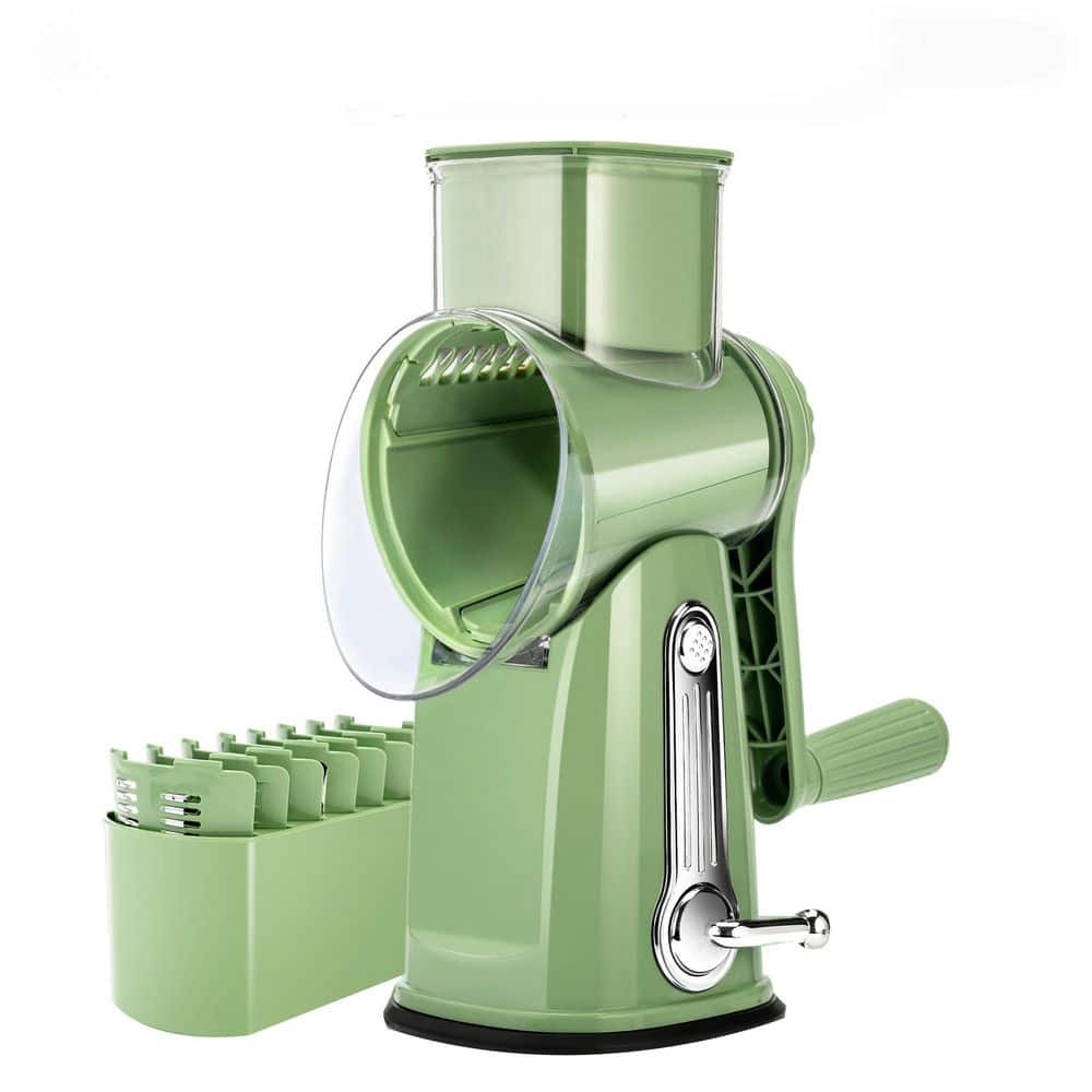 N/A. Retro Green Rotary Cheese Grater with Handle and 5 Blades, Strong ...