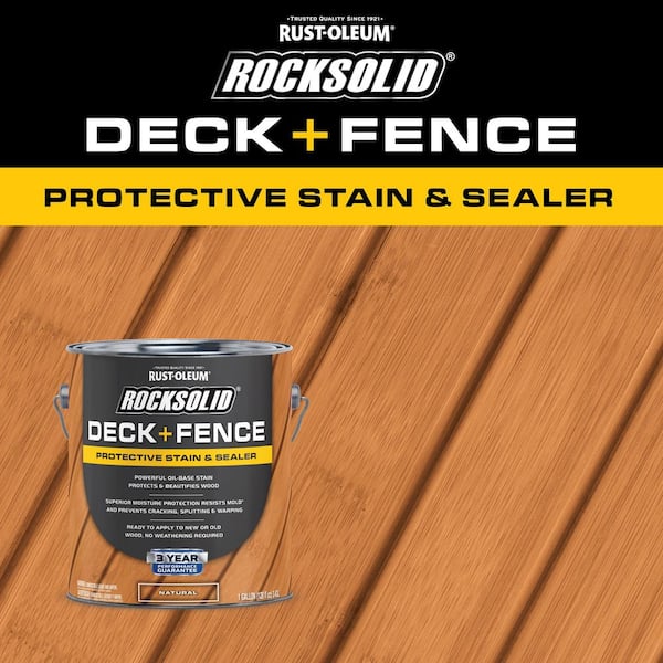 Rust-Oleum RockSolid 1 Gal. Natural Deck and Fence Exterior Wood Stain ...
