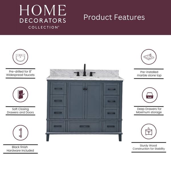 Home Decorators Collection Merryfield 43 in. Single Sink Dove Grey Bath ...