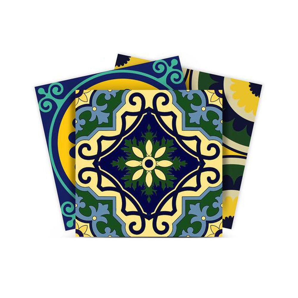 MI ALMA Blue, Yellow and Green C500 8 in. x 8 in. Vinyl Peel and Stick ...