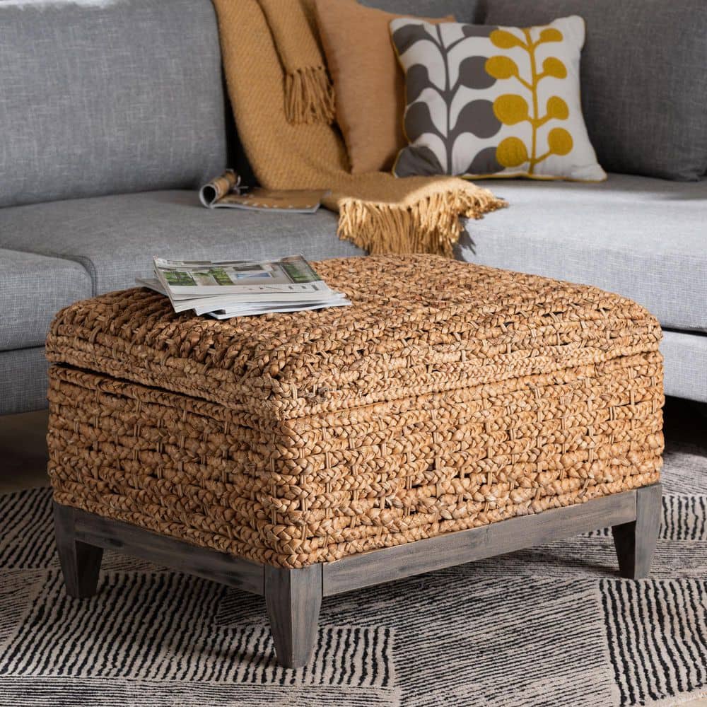 bali & pari Bailey Natural Brown Seagrass Square Ottoman 259-14255-HD ...