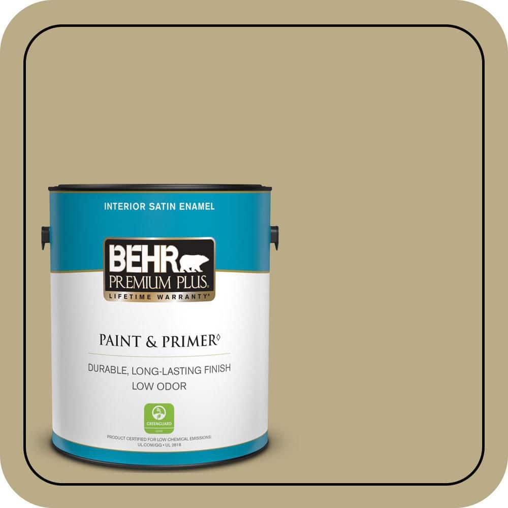 BEHR PREMIUM PLUS 1 gal. #S330-4 Fennel Seed Satin Enamel Low Odor ...