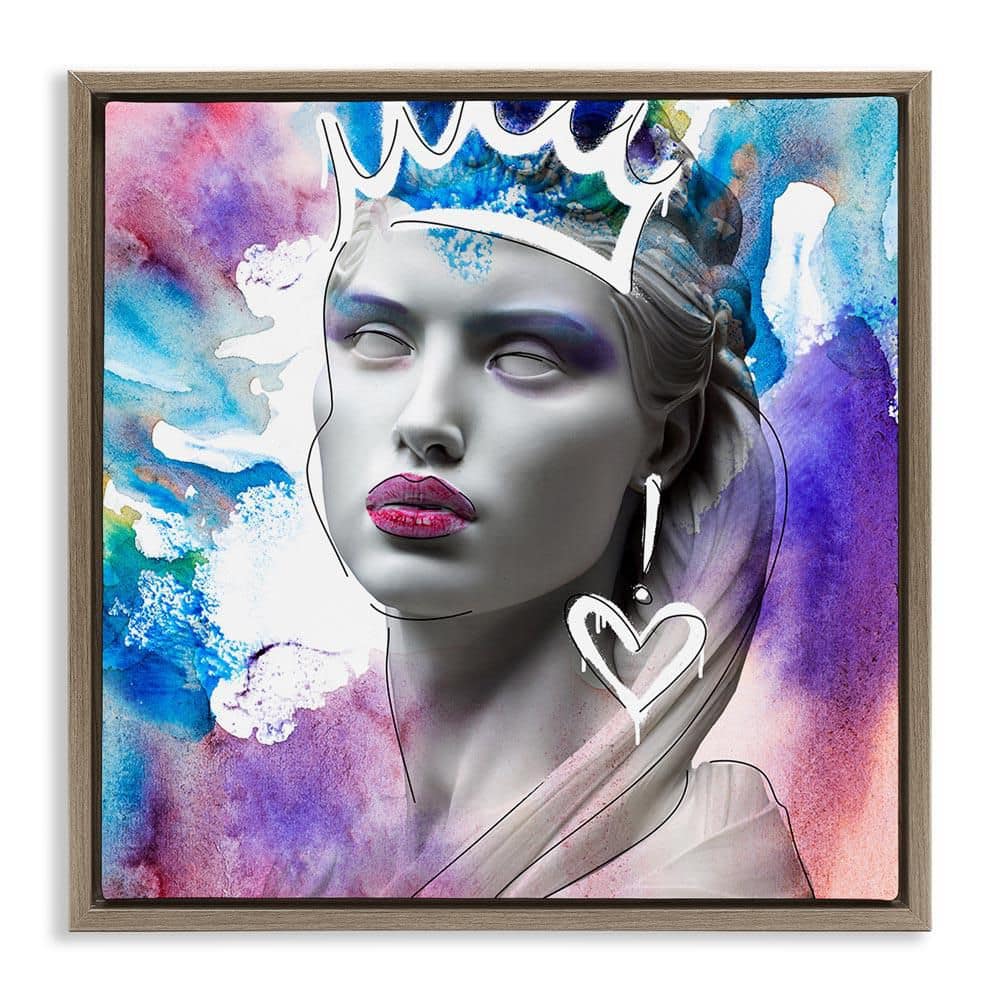 Stupell Industries Modern Crowned Woman by CAD Designs Brown Floater Frame People Graphic Art ...