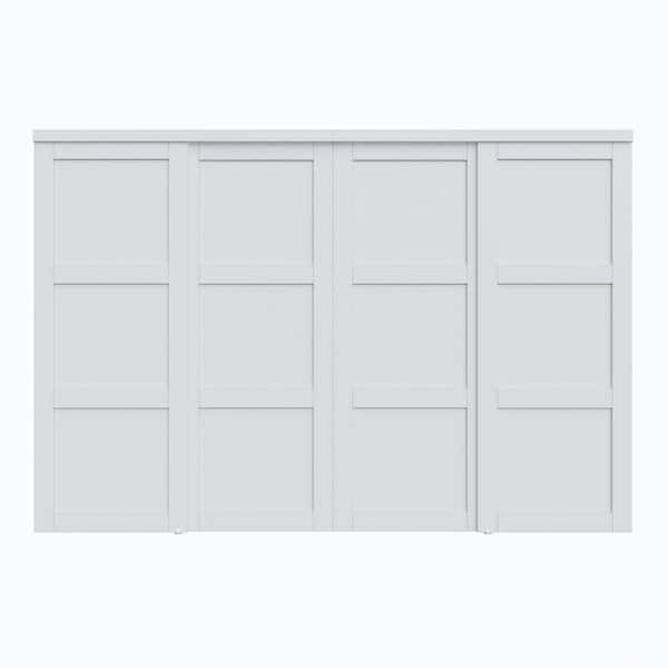 Moristar 120 in. x 80 in. 3-Lite Paneled Primed White Solid Core MDF ...