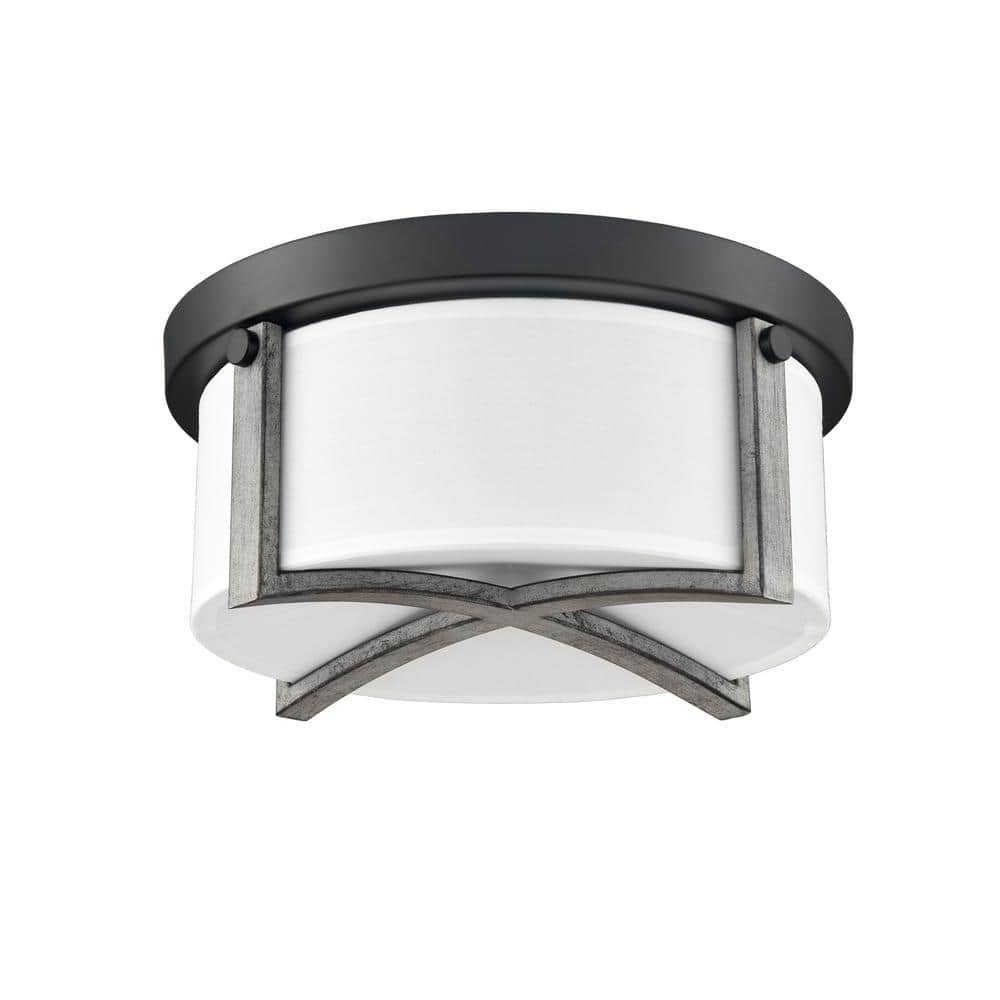 CLAXY 14.17 in. 0-Light Black Flush Mount with No Glass Shade and No ...