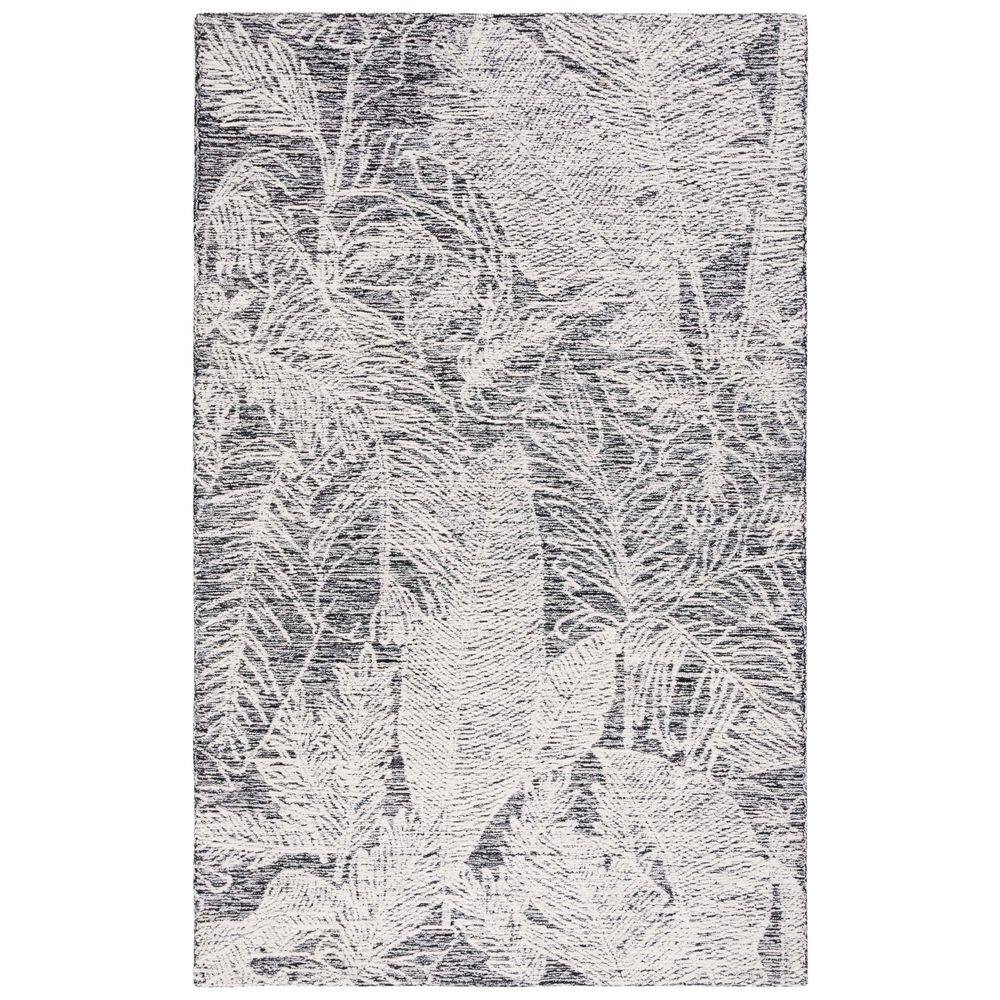 SAFAVIEH Metro 3 ft. x 5 ft. Black/Ivory Distressed Floral Marle Area ...