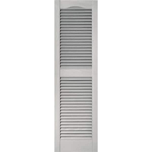 Builders Edge 15 in. x 52 in. Louvered Vinyl Exterior Shutters Pair in ...