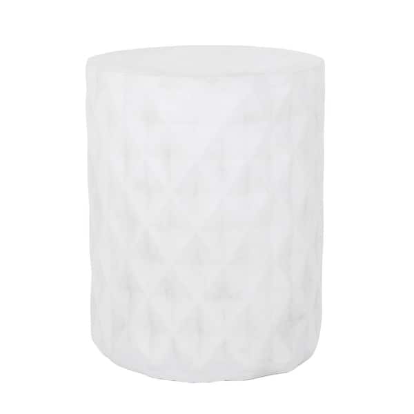 Sudzendf Antique White Modern Outdoor Lightweight Concrete Side Table ...