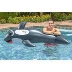 Poolmaster Jumbo Whale Rider Inflatable Swimming Pool Float, Dark Gray ...
