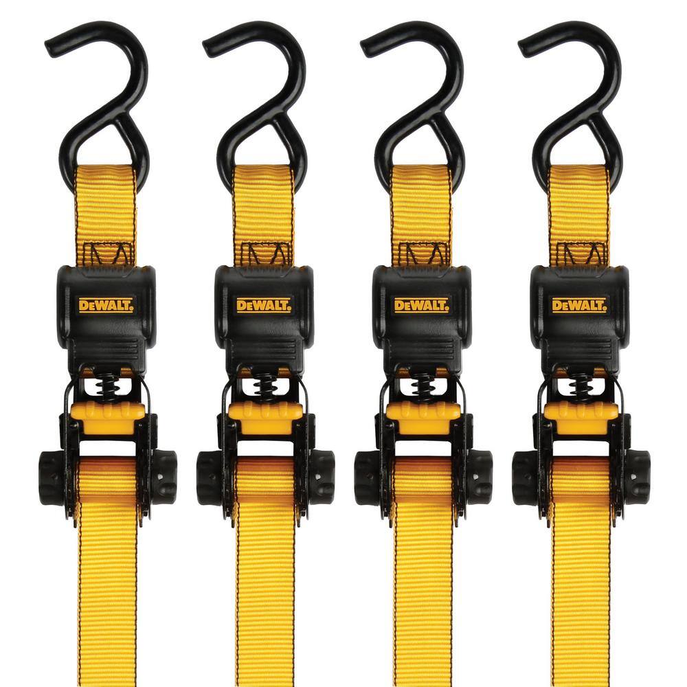 DEWALT 1.0 in. x 12 ft. Ratchet Tie Down Straps 1500 lbs. Break Strength (4-Pack) DXBC15004 ...