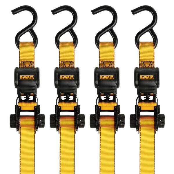 DEWALT 1.0 in. x 12 ft. Ratchet Tie Down Straps 1500 lbs. Break Strength (4-Pack) DXBC15004 ...