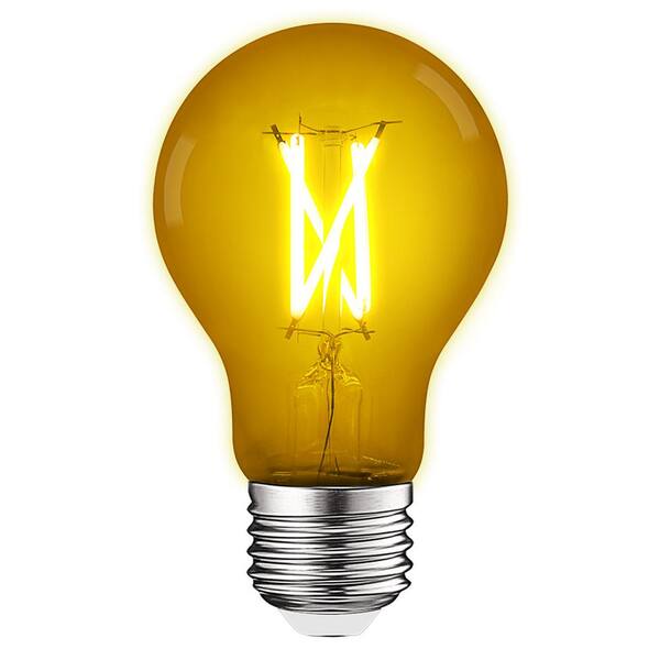 LUXRITE 60-Watt Equivalent A19 Edison LED Yellow Light Bulb, 4.5-Watt ...