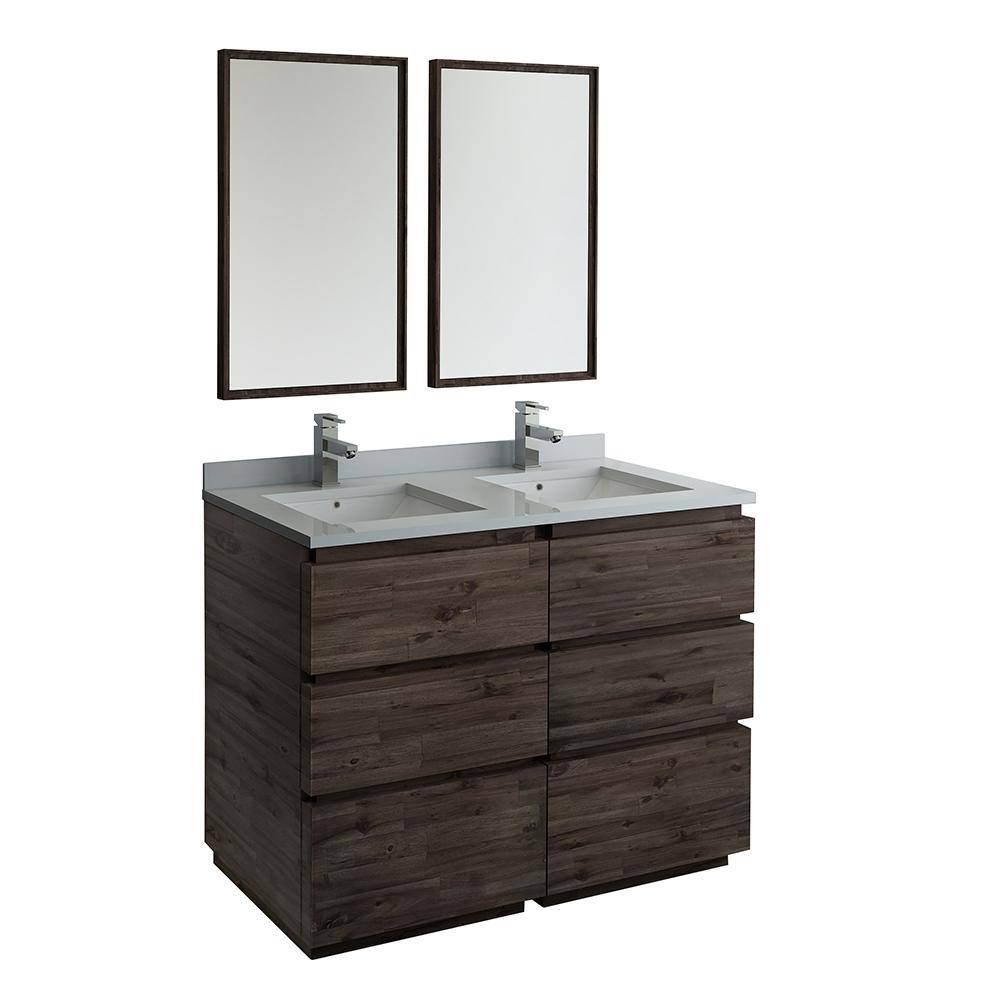 Fresca Formosa 48 in. Modern Double Vanity in Warm Gray with Quartz ...