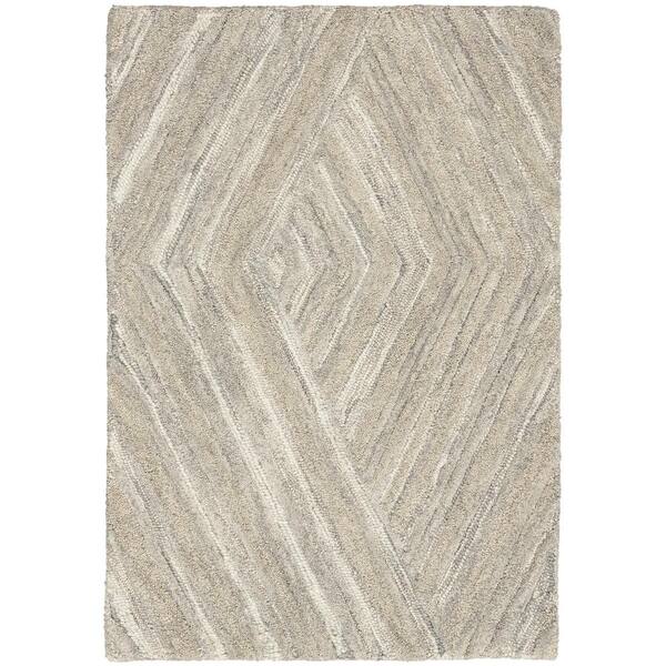 Nourison Graceful Grey 5 ft. x 7 ft. Geometric Contemporary Area Rug ...