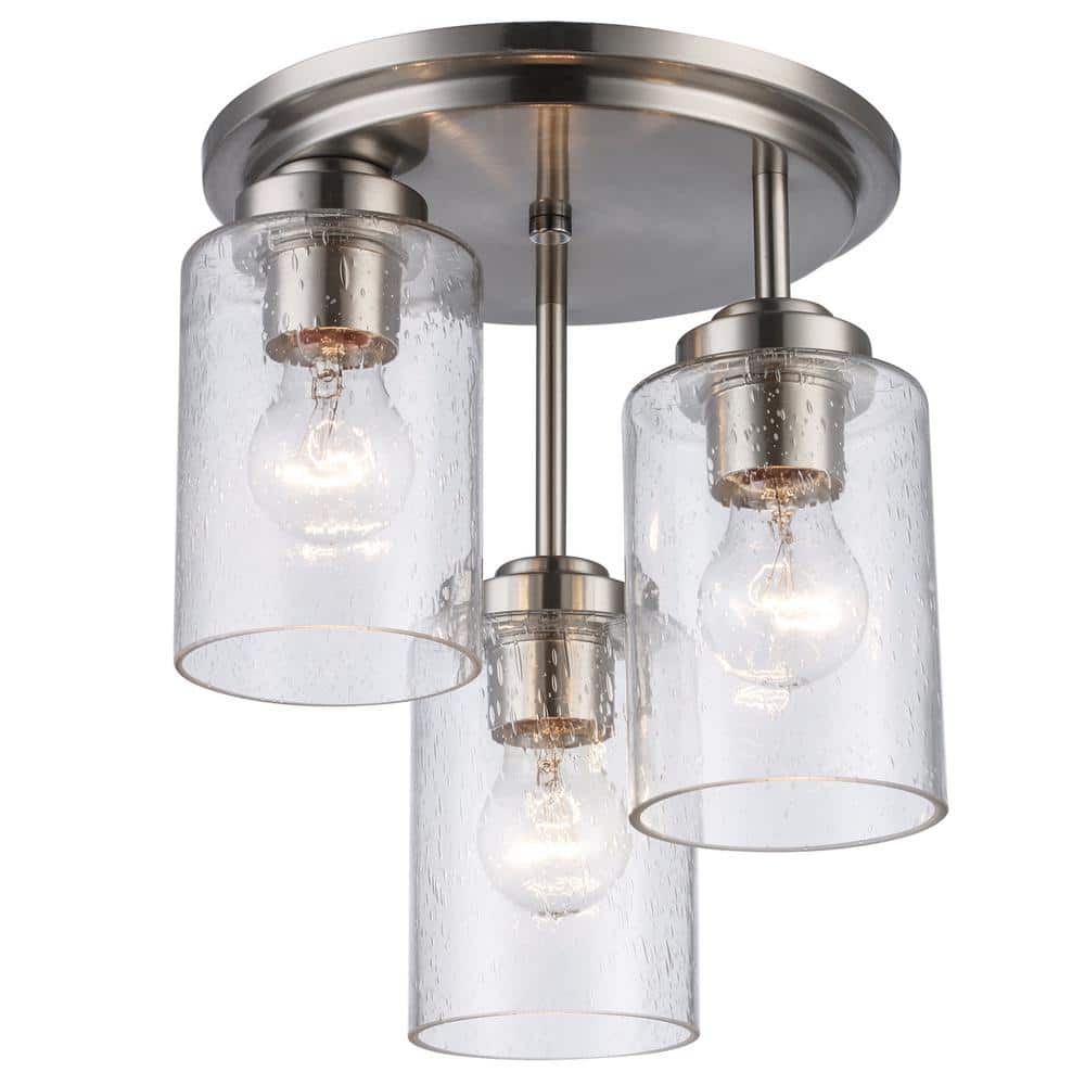 Bel Air Lighting Simi 11 in. 3-Light Brushed Nickel Semi-Flush Mount ...
