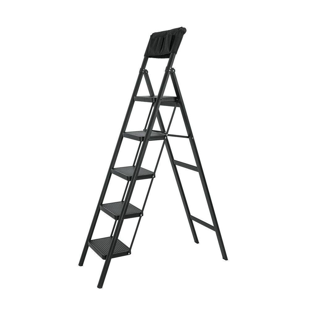 Tatayosi 5 Step Ladder Steel Folding Step Stool Ladder with Tool Bag ...