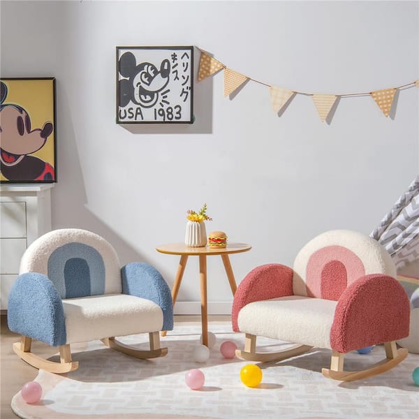 Costway Kids Rocking Chair Children Armchair Velvet Upholstered Sofa In Red H9I 10N298RE The Home Depot