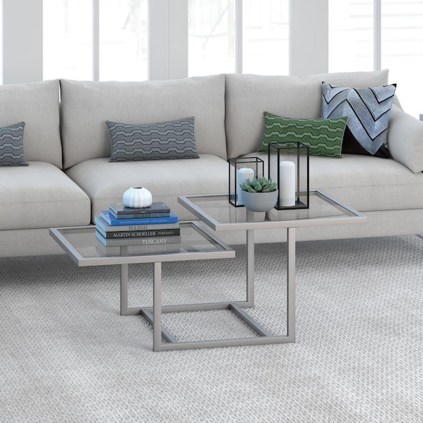 Meyer Cross Amalie 43 in. Nickel Large Rectangle Glass Coffee Table CT0277