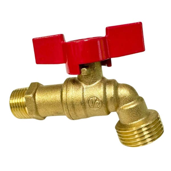 Sedco 1/2 in. x 3/4 in. Brass MPT/SWT x MHT Quarter-Turn Hose Bibb with ...