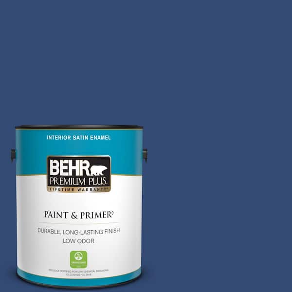 BEHR PREMIUM PLUS 1 gal. #S-H-580 Navy Blue Satin Enamel Low Odor ...