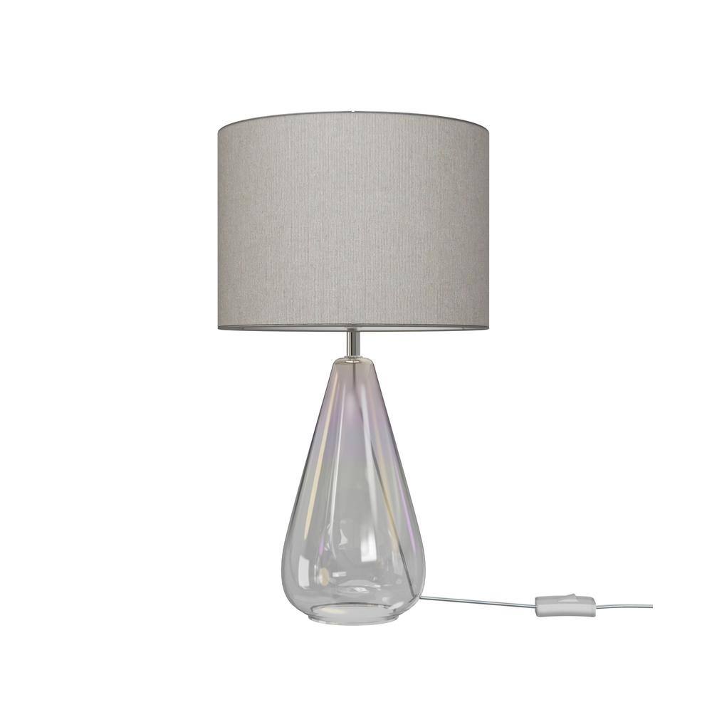 Tzumi 20 in. Atmosphere LED Clear Glass Table Lamp with Linen Shade ...
