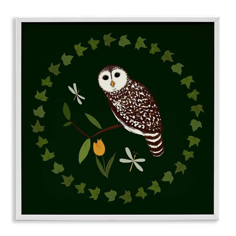 Stupell Industries Owl & Tulip Wreath by Michelle Ingari Designs White ...