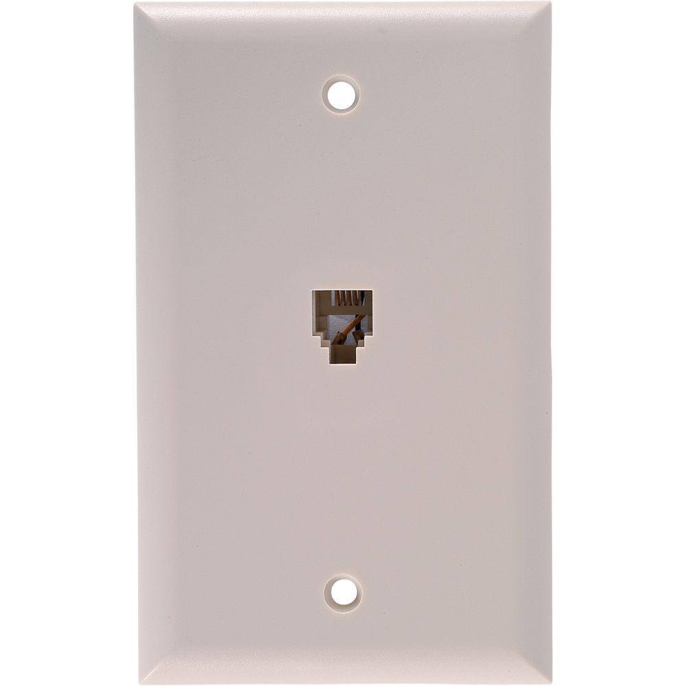 GE 1-Line Cord Wall Jack Wall Plate-almond 76196 - The Home Depot