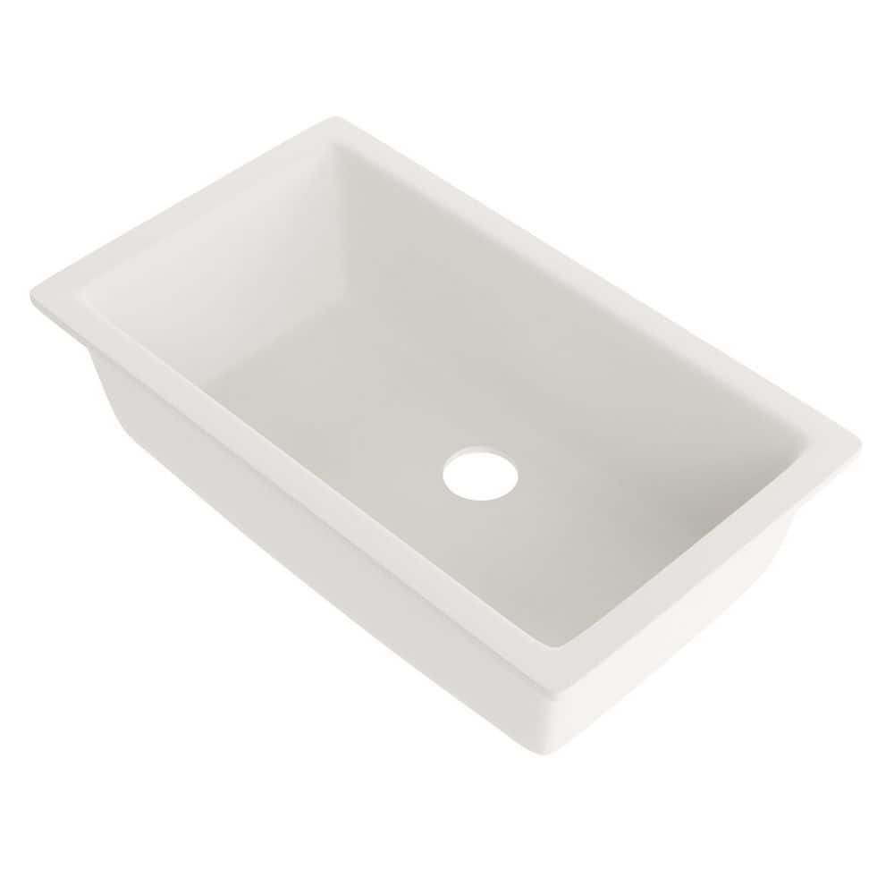 Novatto BAJA 33 in. Undermount Single Bowl Winter White Granite ...