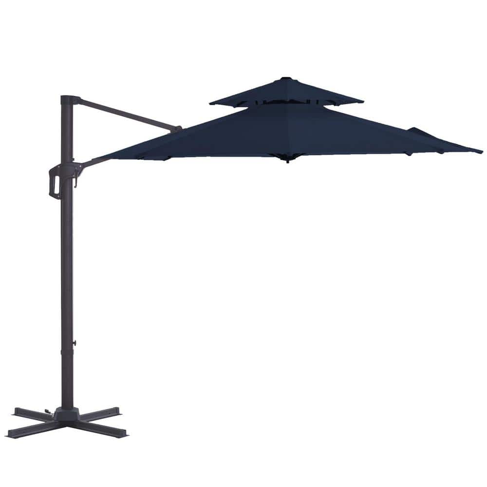 PASAMIC 12 ft. 2-Tier Aluminum Patio Offset Umbrella Cantilever ...