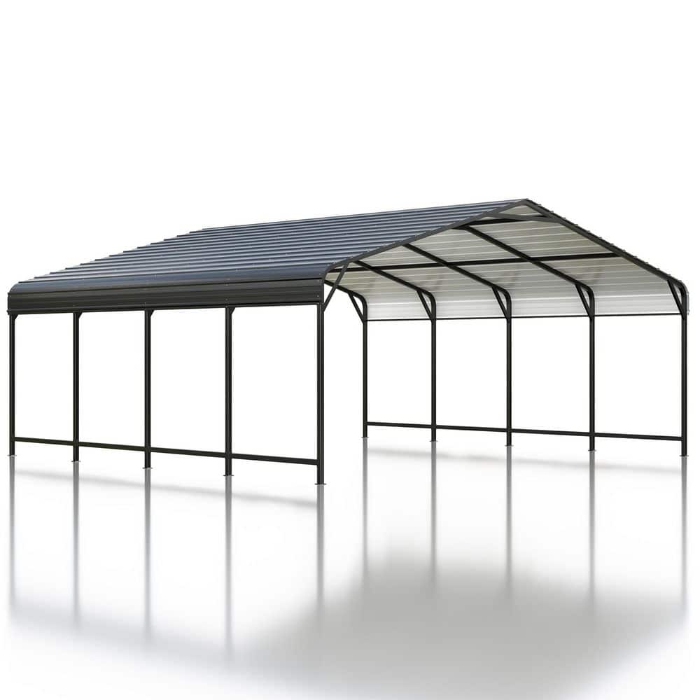 NETAJE 20 ft. W x 20 ft. D Metal Carport, Heavy Duty Garage Galvanized ...