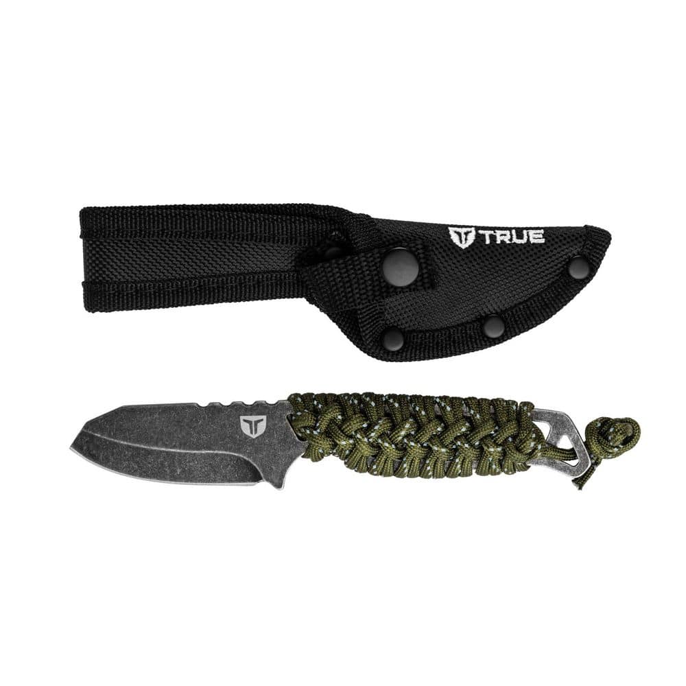 TRUE Nekkid 2.4 in. Sheepsfoot Fixed Blade Knife with Paracord-Wrapped ...