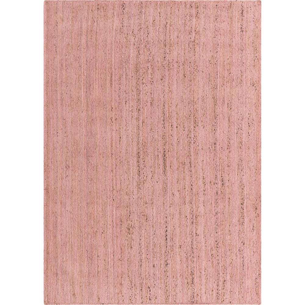 Unique Loom Braided Jute Dhaka Light Pink 7' 1 x 10' 0 Area Rug 3161090 ...