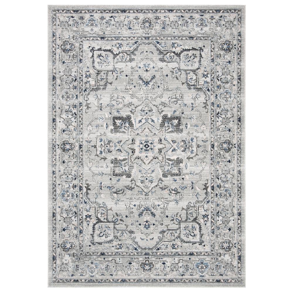SAFAVIEH Charleston Gray/Dark Gray 6 ft. x 9 ft. Distressed Border Area ...