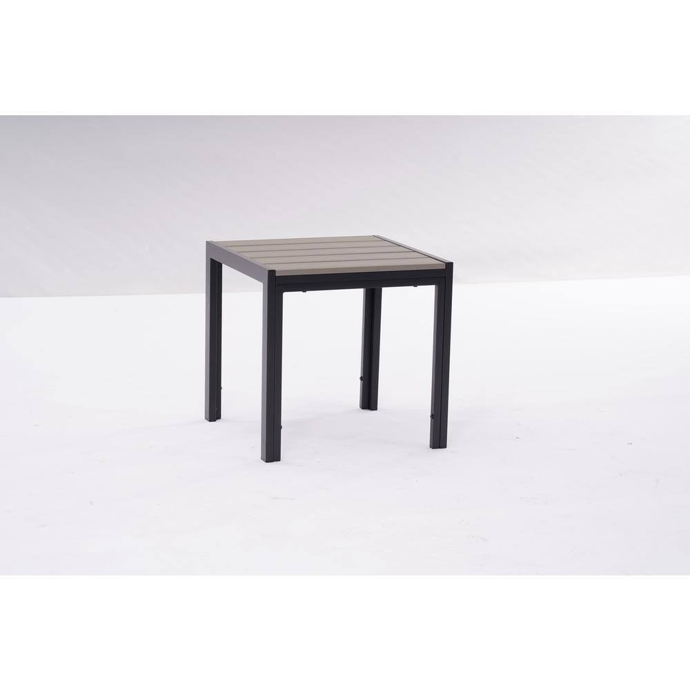 JOYESERY Square Gray Metal and Wood Grain Table Patio Outdoor Coffee ...