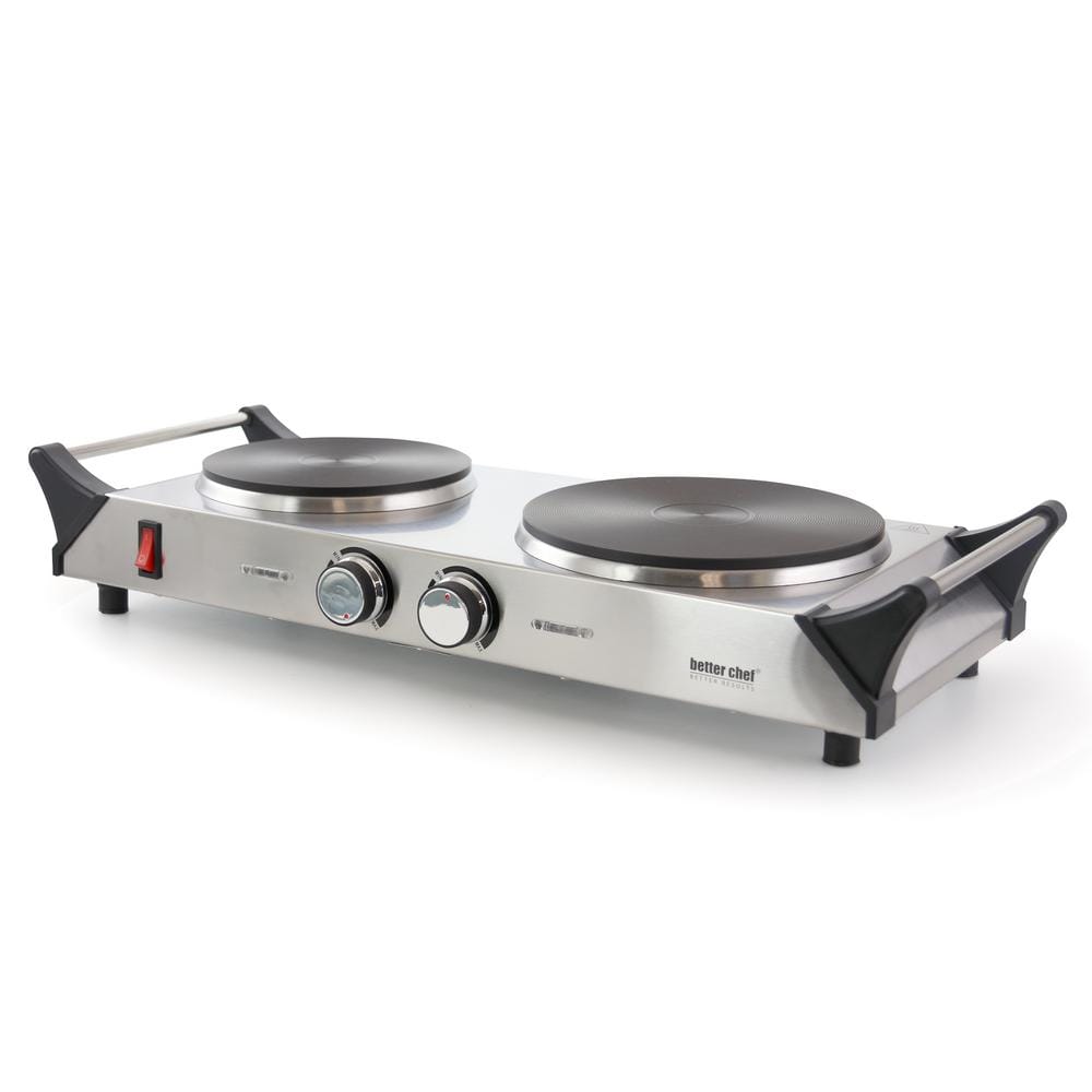 Better Chef Portable 2-Burner Stainless Steel 8 in. Solid Element ...
