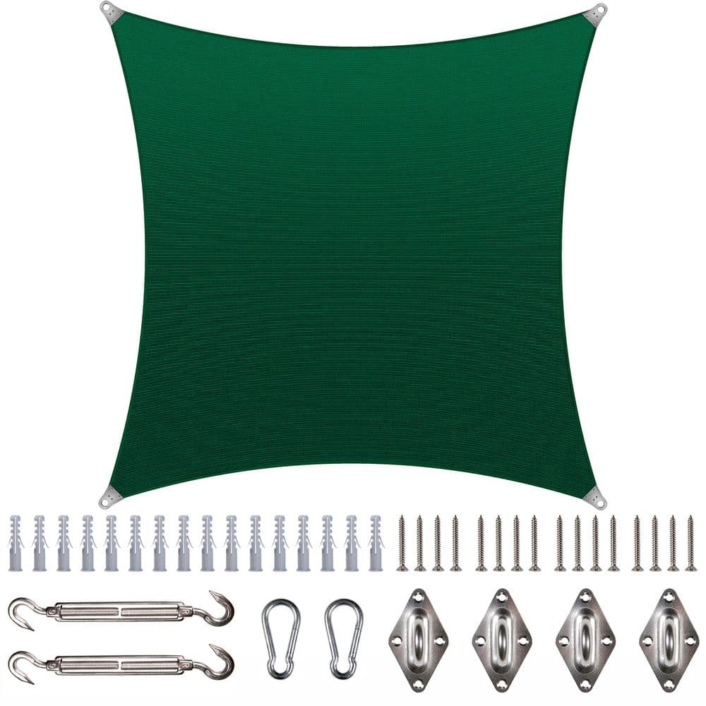 AMGO Super Ring 16 ft. x 20 ft. Sun Shade Sail with Hardware-Green AK ...