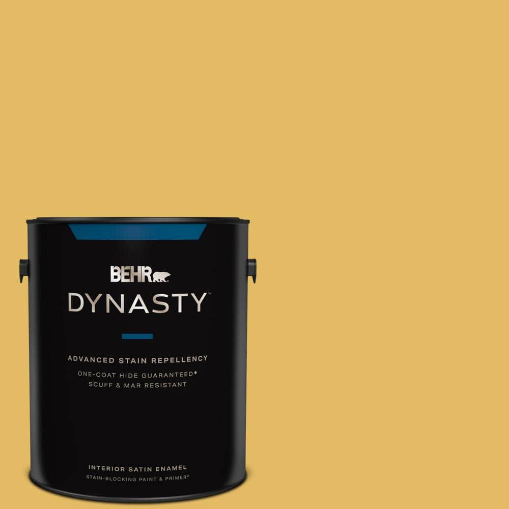 BEHR DYNASTY 1 gal. #MQ4-12 Dandelion Wish One-Coat Hide Satin Enamel ...